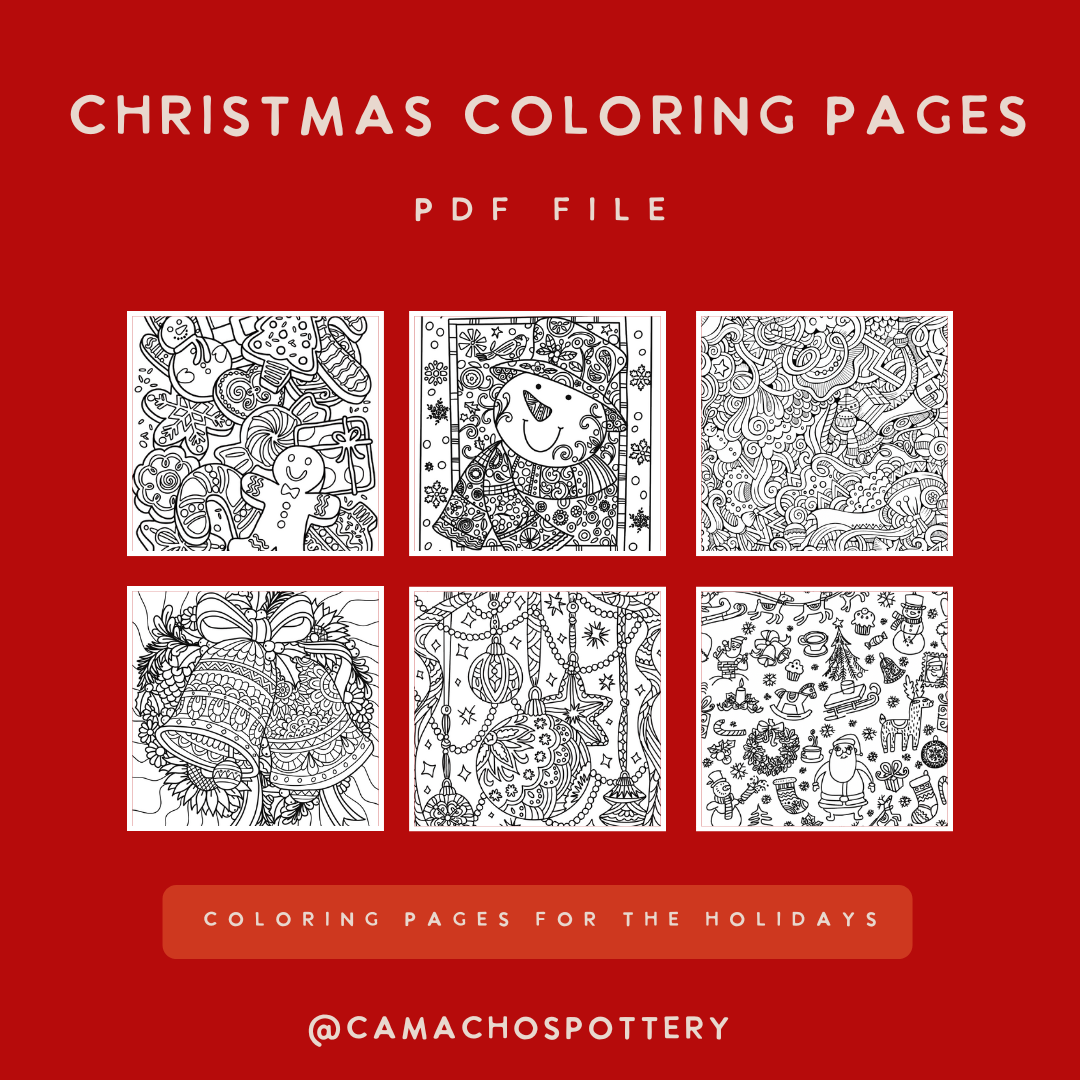 [DIGITAL] 12 Christmas Coloring Pages – Camachos Pottery